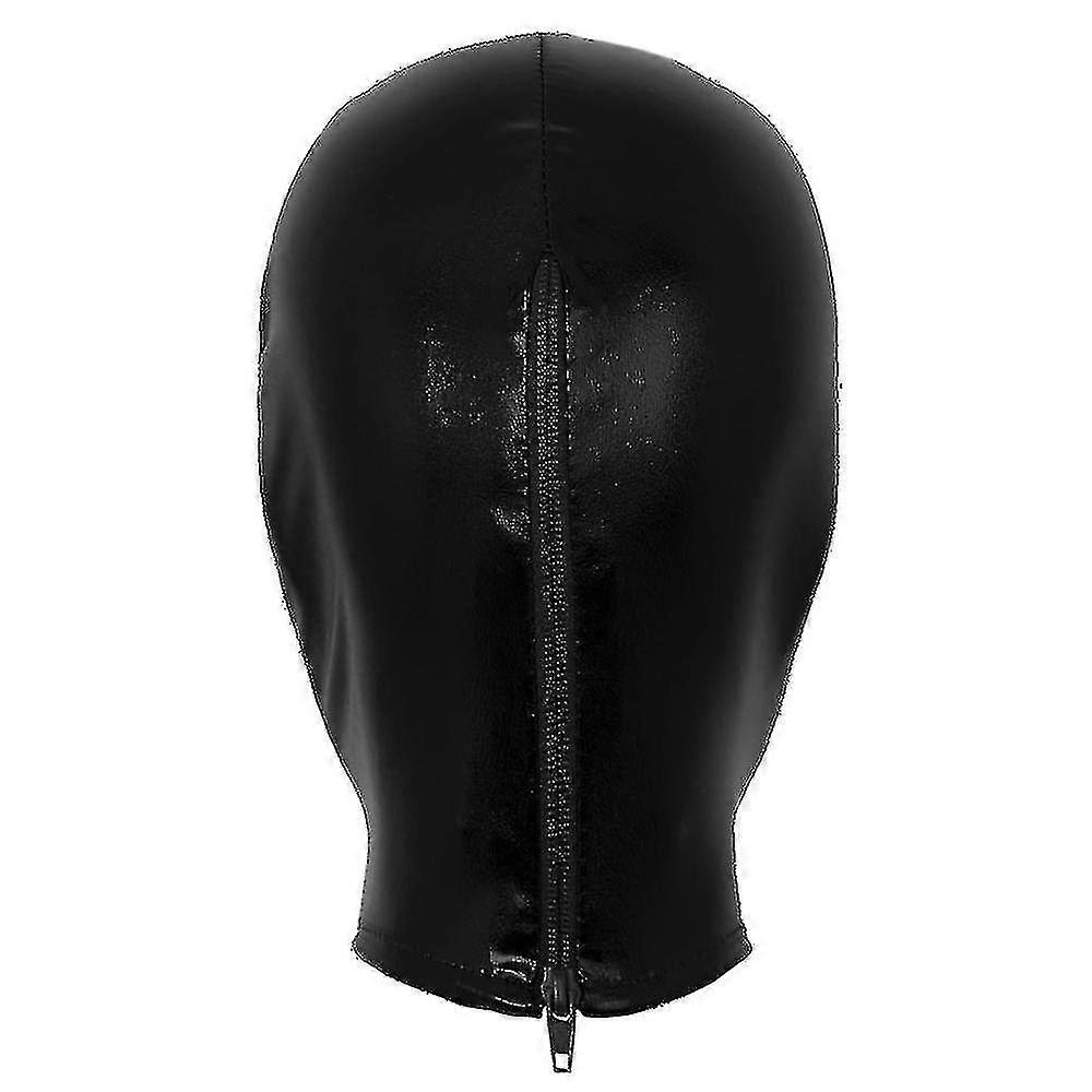 Mens Women Latex Hood Mask Cosplay Outfit Shiny Metallic Open Eyes And ...