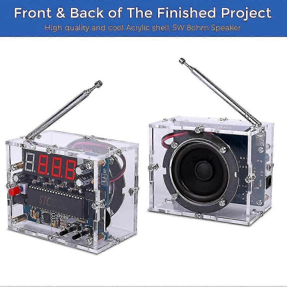 Diy Fm Digital Radio Kit Adjustable Wireless Receiver 87-108mhz Radio ...