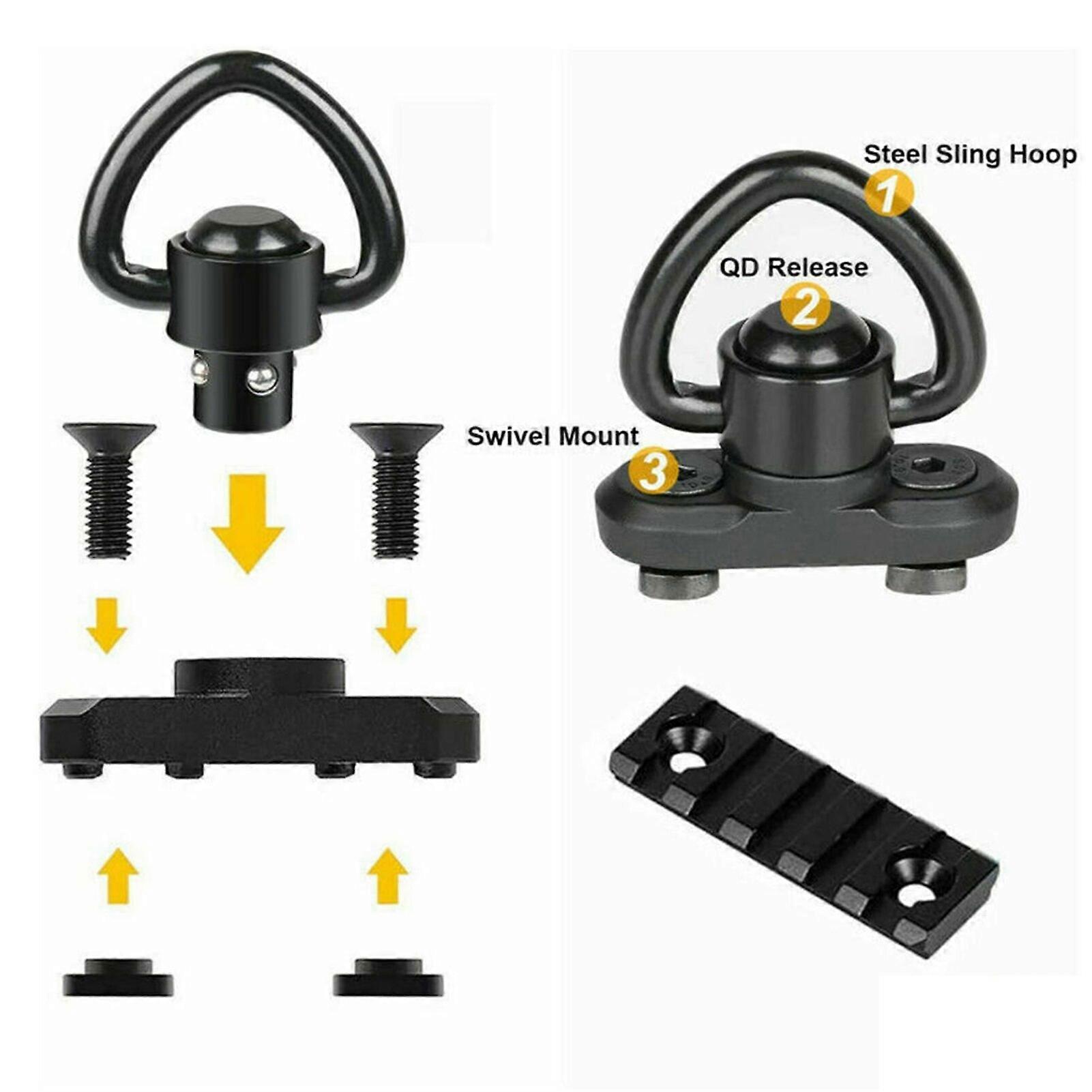 QD Sling Swivel QD Sling Metal Mount Adapter Quick Detach Push Button ...