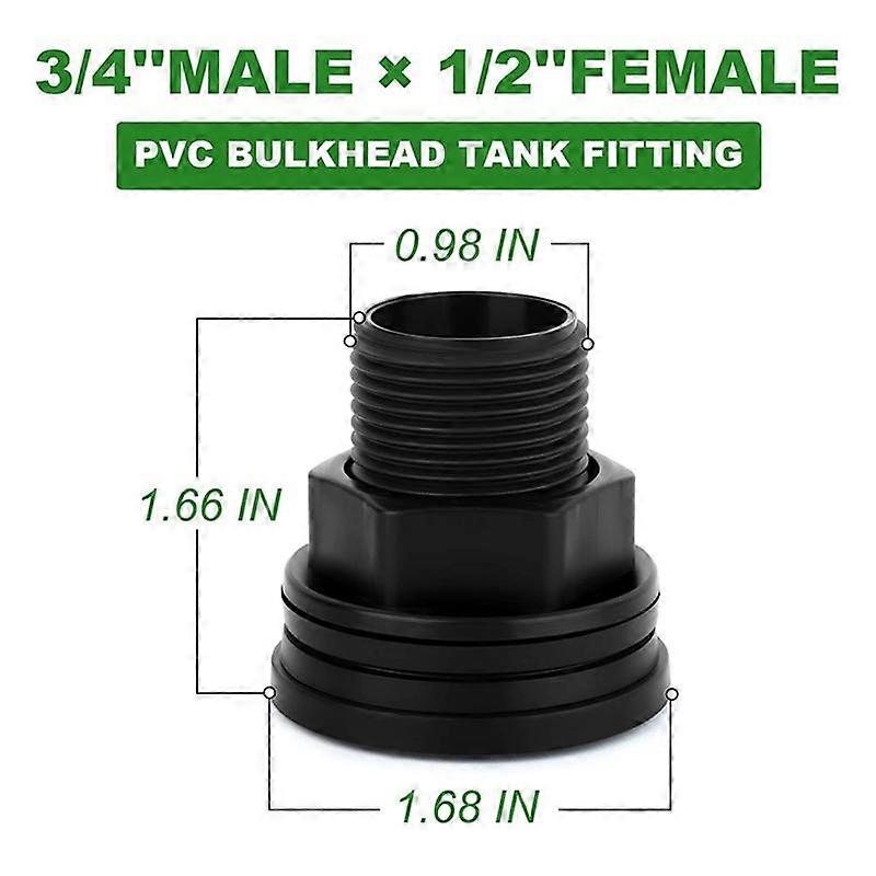 PVC Bulkhead Fitting Double Threaded Bulkhead Water Tank Connector for Rain Barrels Aquariums ...