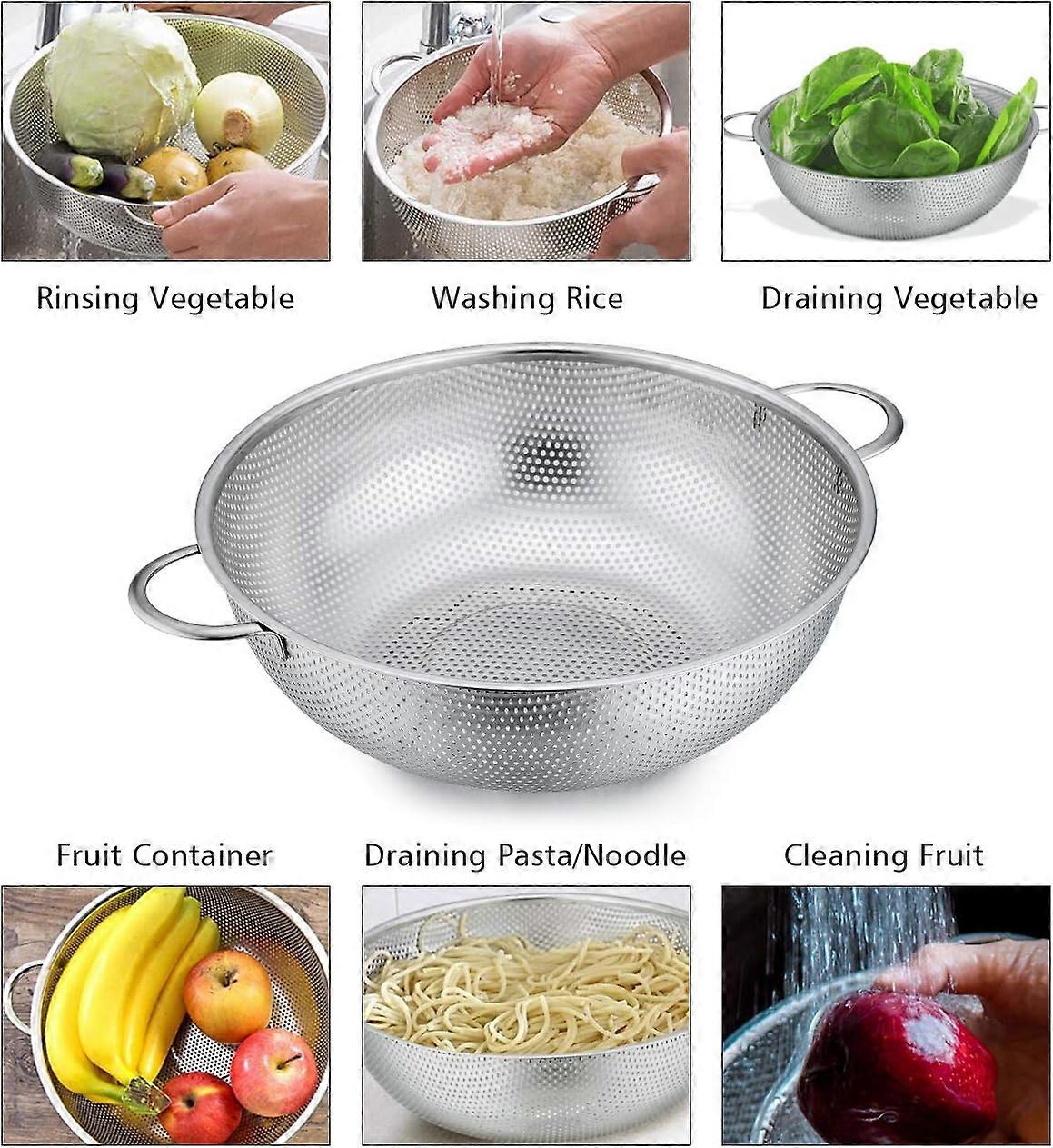 Durkslag set med 3, durkslag i rostfritt stål med handtag, perforerad ...