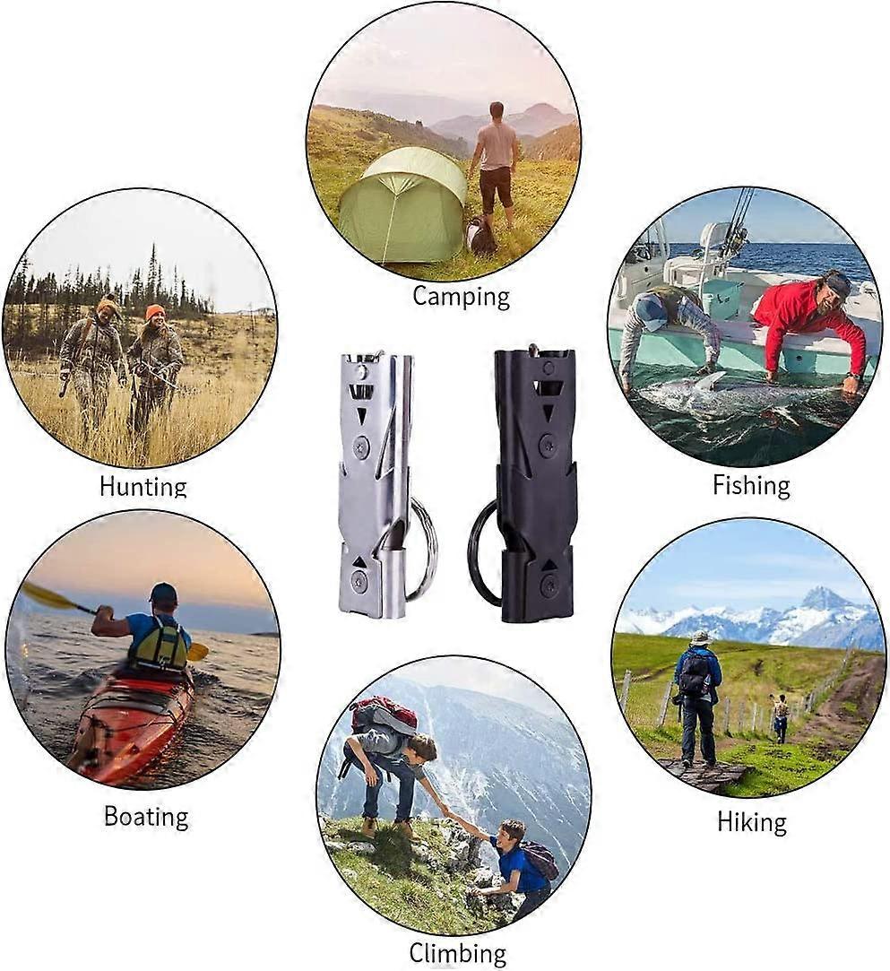 2 Stainless Steel Whistles, High Voice Metal Emergency Signal Whistles ...