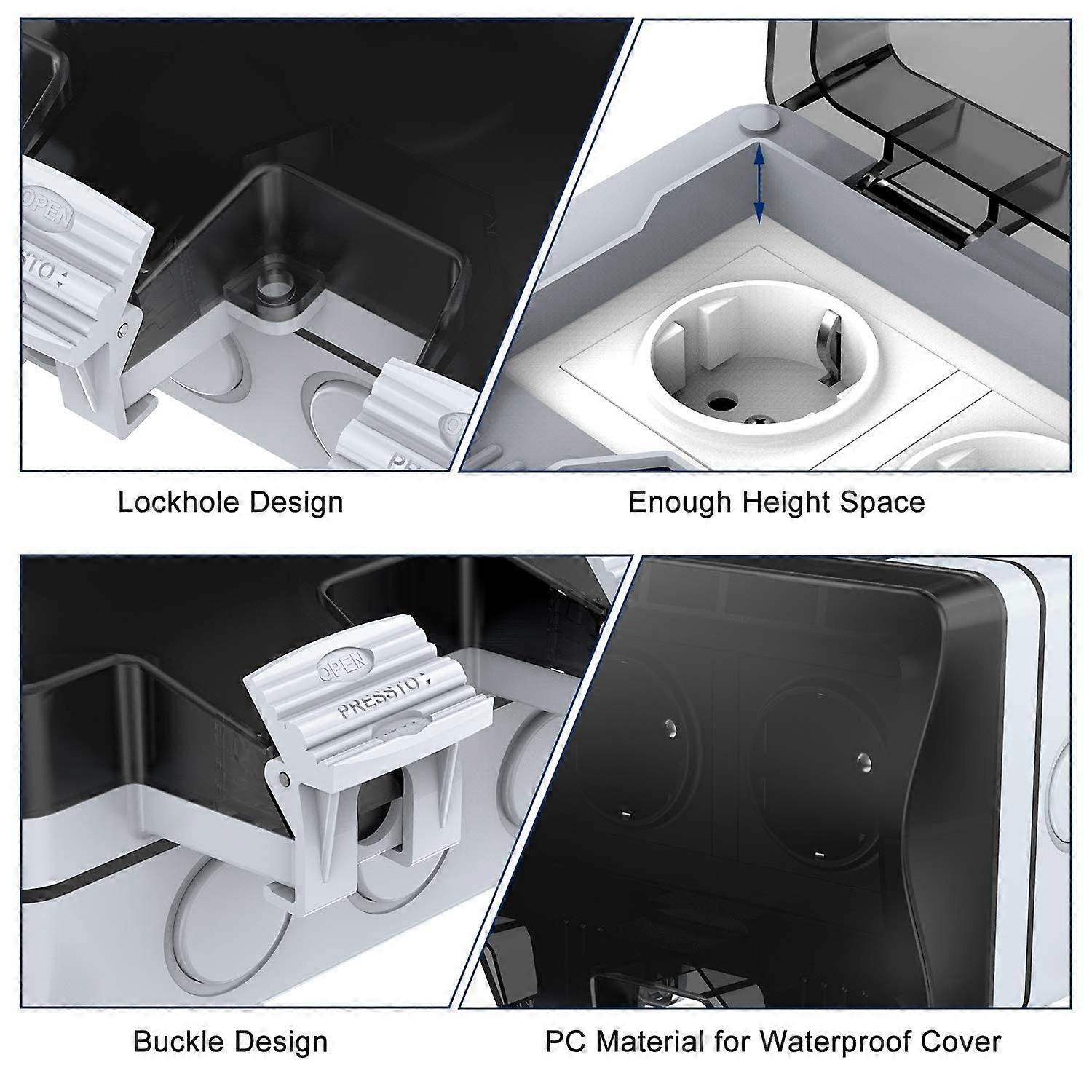External socket, electrical, waterproof, wall socket with double switch ...