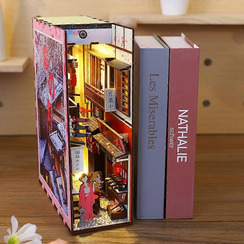 DIY Wooden Book Nook Shelf Insert Kits Miniature Japanese Cherry ...