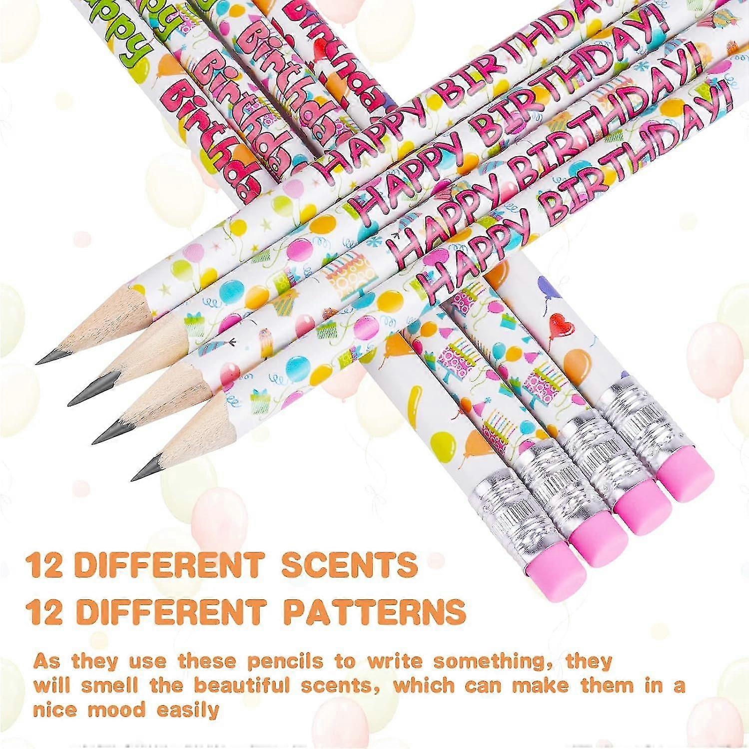 Scented Pencils, 12pcs Cylinder Wood Pencils, Fruity Pencil Graphite ...