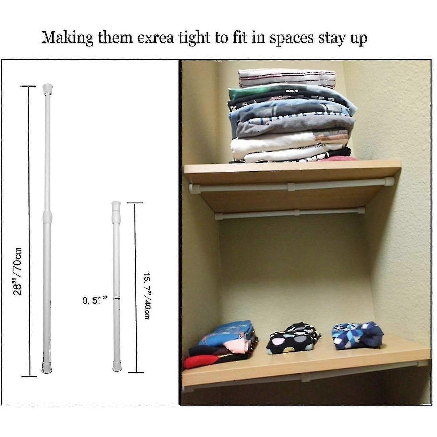 6 Pack Tension Rods, Adjustable Spring Cupboard Rod Curtain Rods White ...