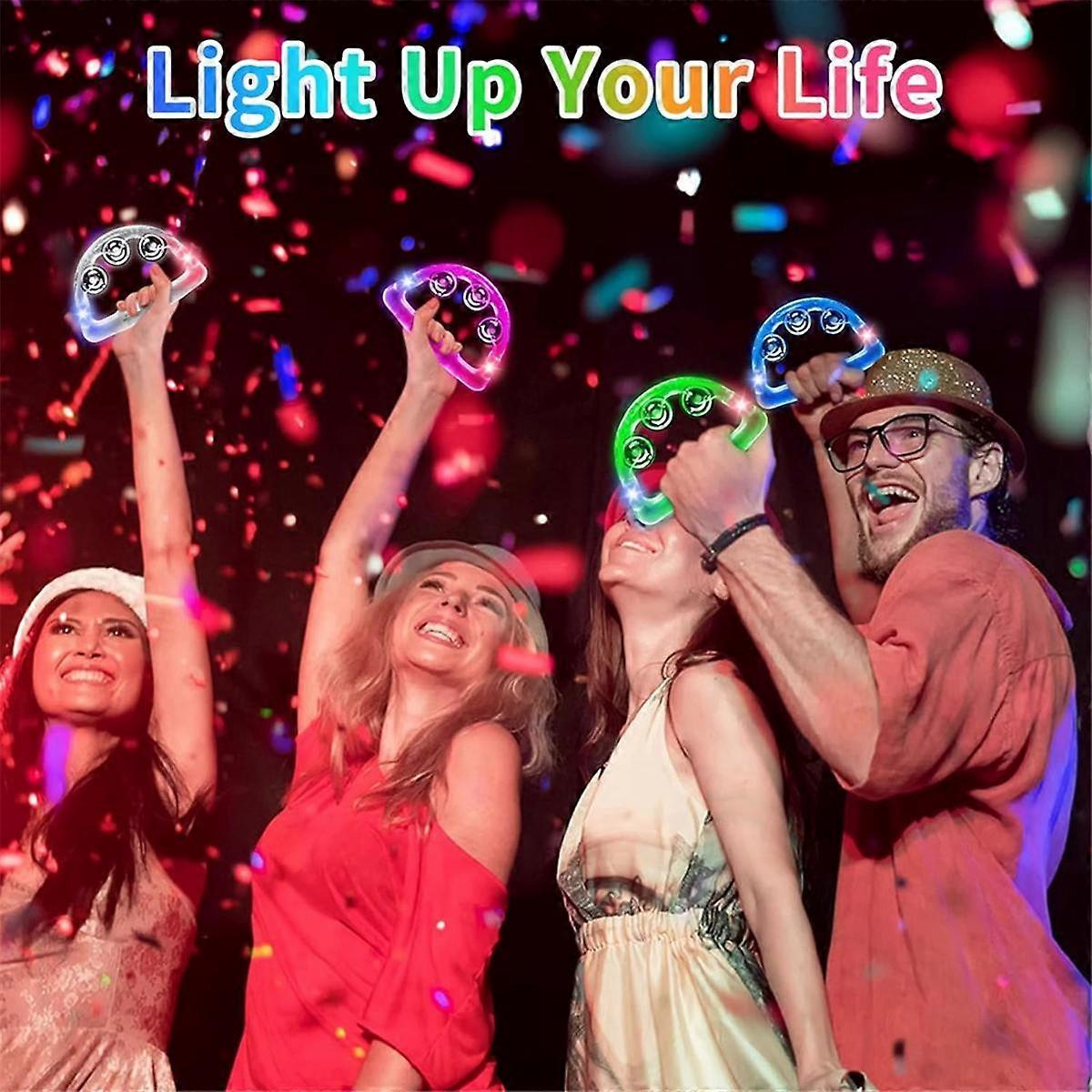 12 Pieces Light Up LED Tambourine, Musical Flashing Tambourine Glow ...