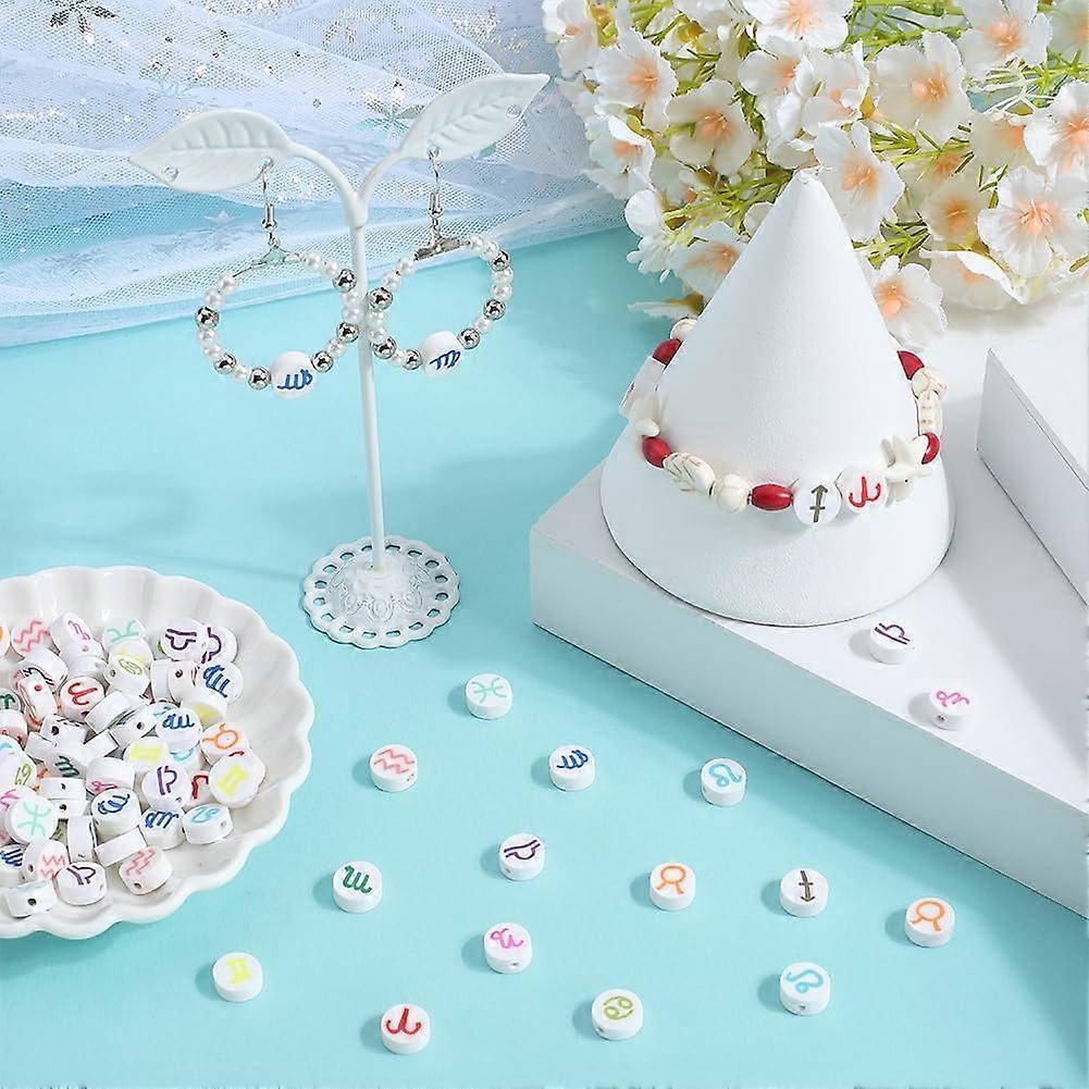 1 Box 192Pcs 12 Styles Zodiac Bead Constellation Beads Bulk White ...