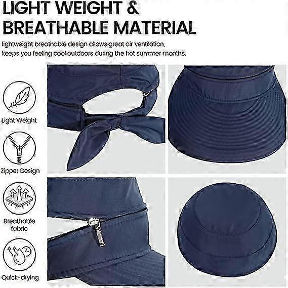 Hats for Women UPF 50+ UV Sun Protective Convertible Beach Visor Hat ...