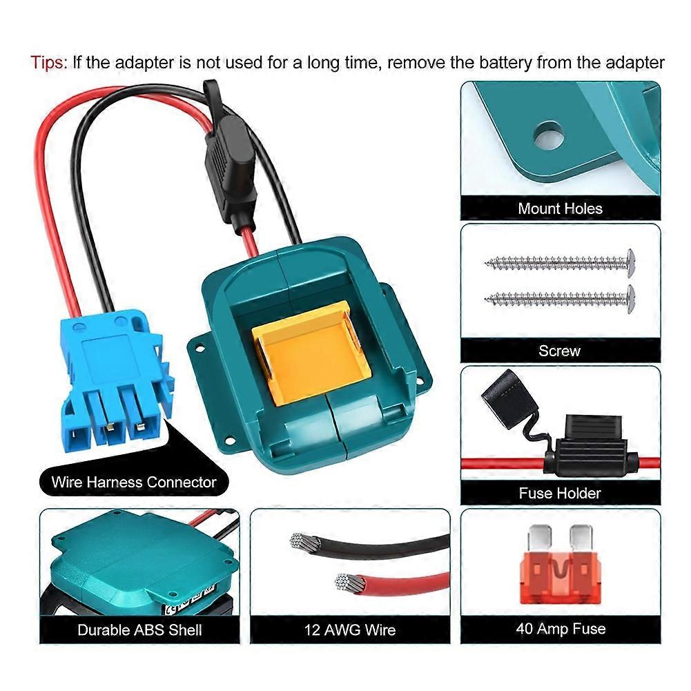 Power Wheel Adapter for 18V Battery with Wire Harness Connector & Fuse ...