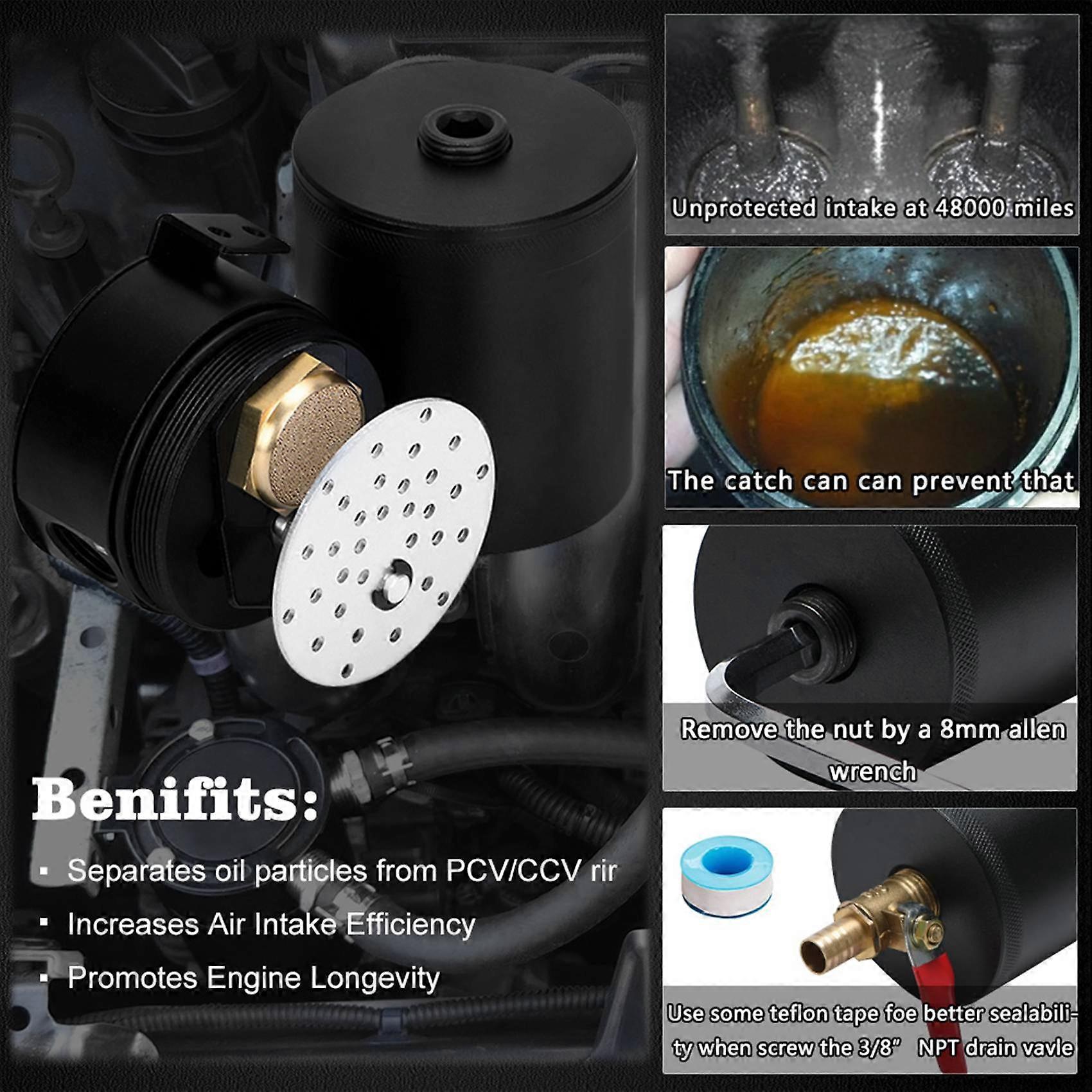 Universal Oil Catch Can Compact Baffled 2-Port Aluminum Reservoir Oil ...