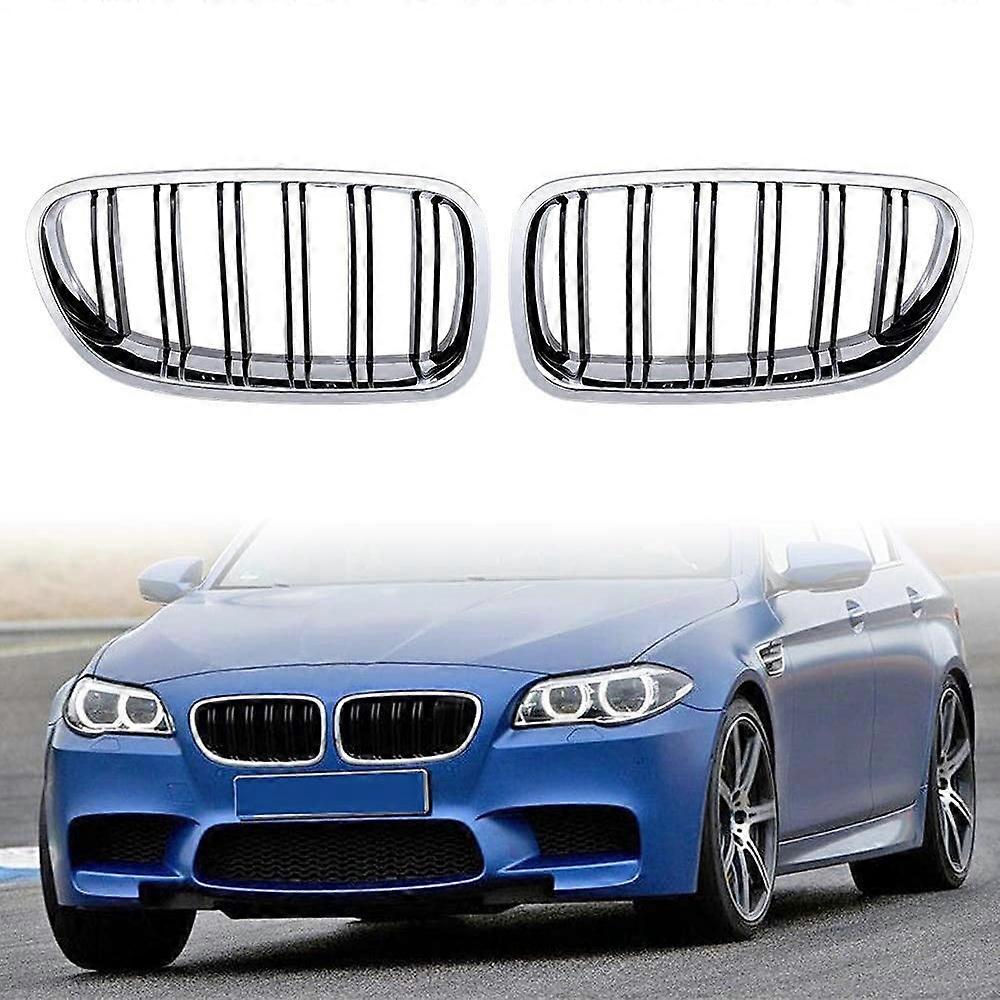 Car Chrome+Glossy Black Dual Slats Front Kidney Grille Grill For-BMW ...