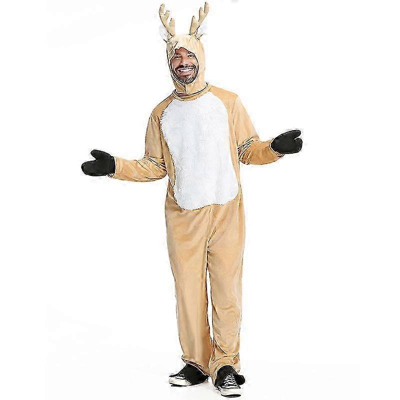 Adult Reindeer Costume for Christmas Cosplay, Velvet Jumpsuit Fancy ...