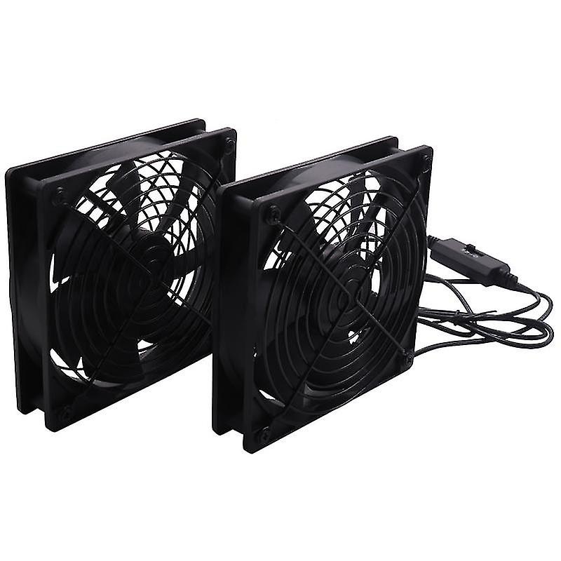 Dual 120mm 5v Usb Powered Pc Router Fans With Speed Controller High ...