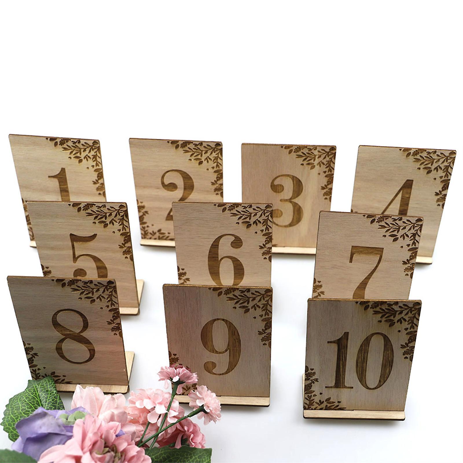 Wooden Wedding Table Number Tag Signs Set Letters Digital For Seat ...