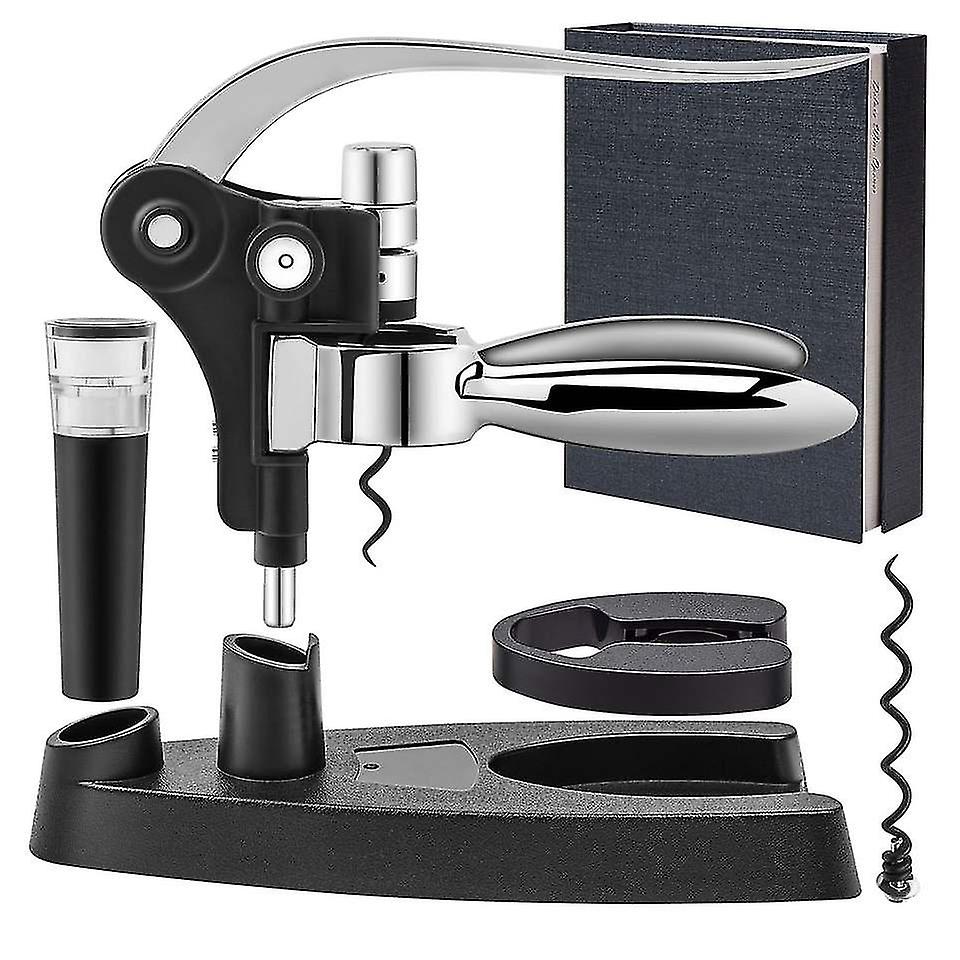Set: Foil Cutter, Bottle Stoppers, Extra Corkscrew & Wood Base In ...