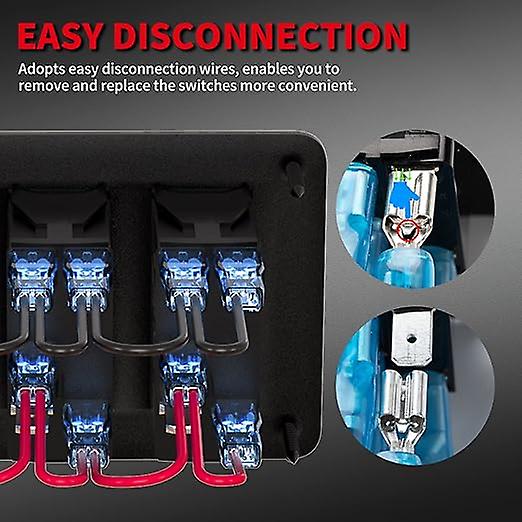 Marine Switch Panel Waterproof 12V 3 Gang Rocker Switch Panel Blue LED ...