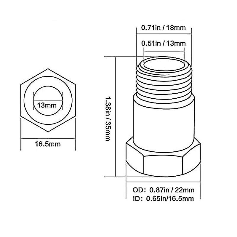 2 Pcs M18x1.5 Stainless Steel Thread Adapter,oxygen Sensor Adapter ...