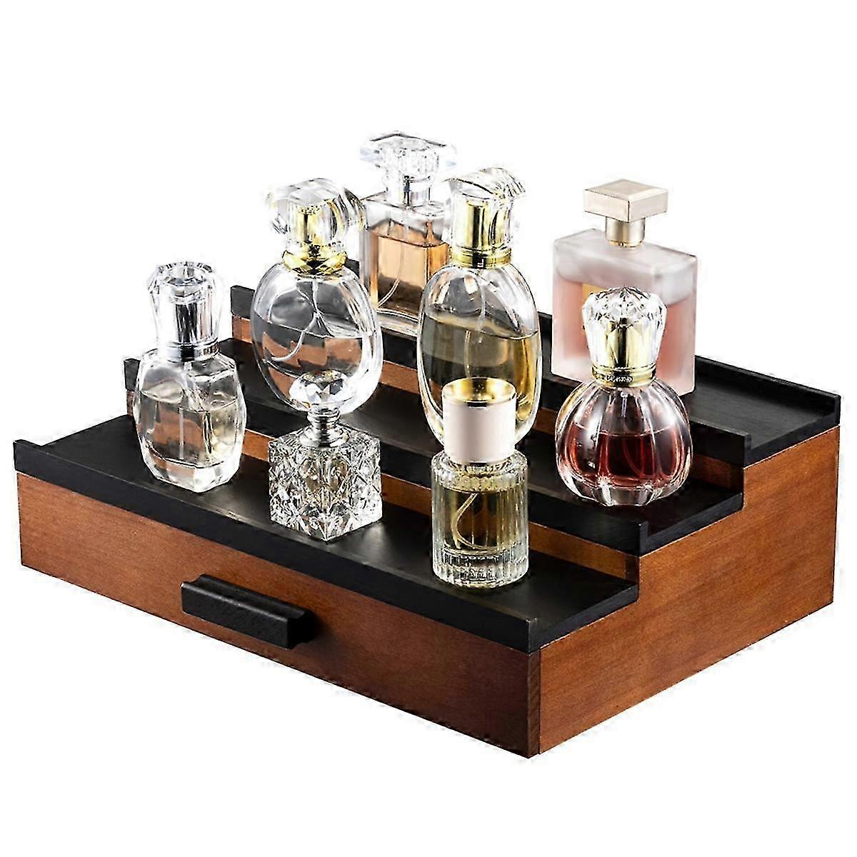 Wooden Cologne Organizer Shelf for Men Dresser, 3 Tier Cologne Display ...
