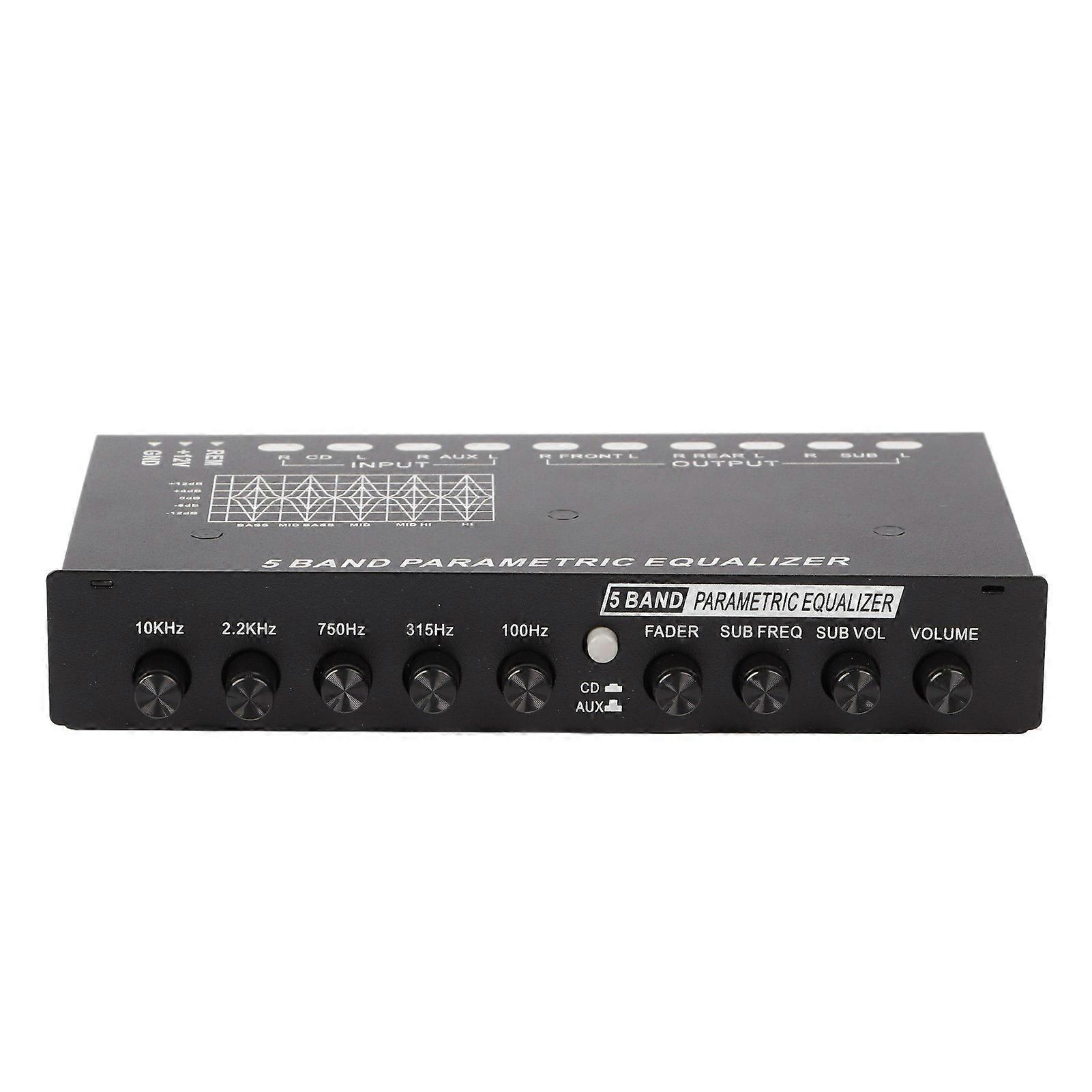 Car Audio Equalizer Adjustable 5 Bands Precise Tuning EQ Tuning Crossover Amplifier Graphic ...