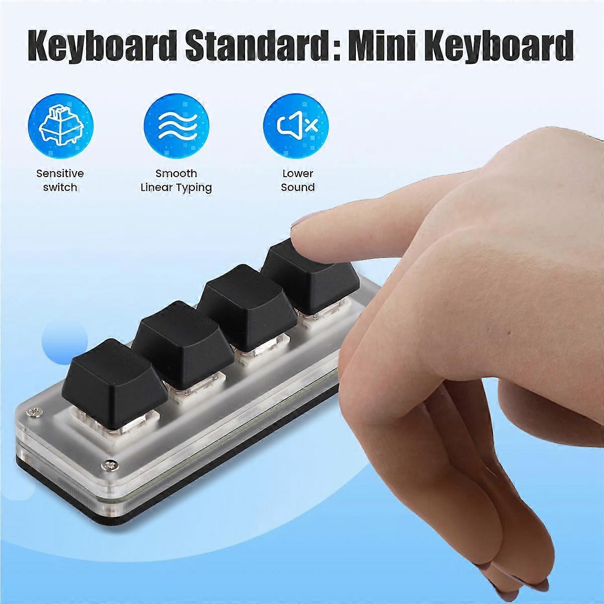 USB Programming Macro Custom Keyboard RGB 4 Keys Knob Gaming Mechanical Hot Swap Keyboard for ...
