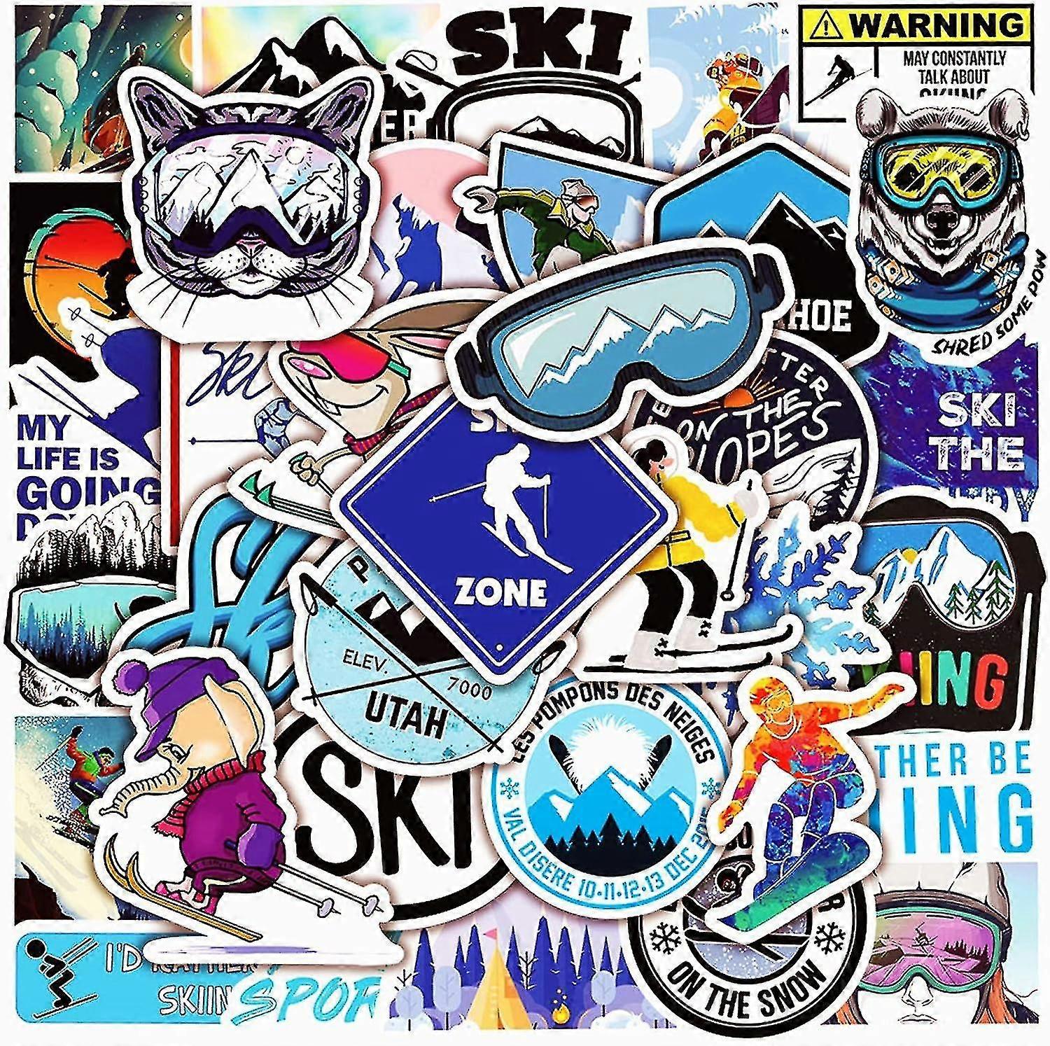 Winter Ski Sticker Pack 50 Pieces Colorful Ski Cartoon Stickers Ski ...