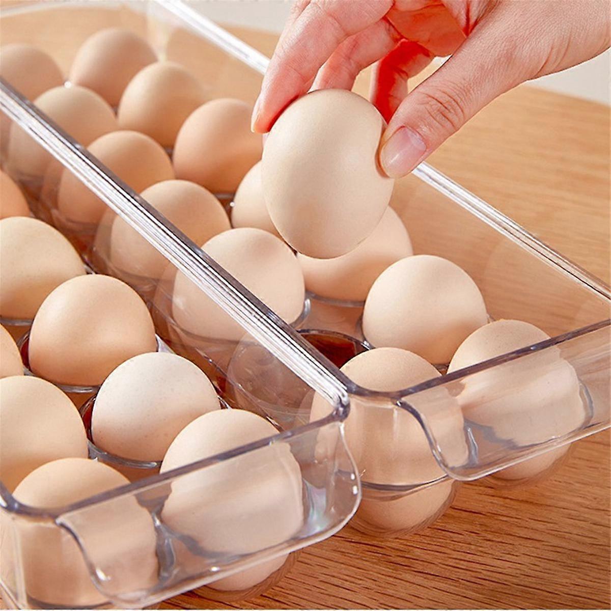 Clear Plastic Egg Holder - 14 Egg Tray Holder - Free Fridge Organizer ...