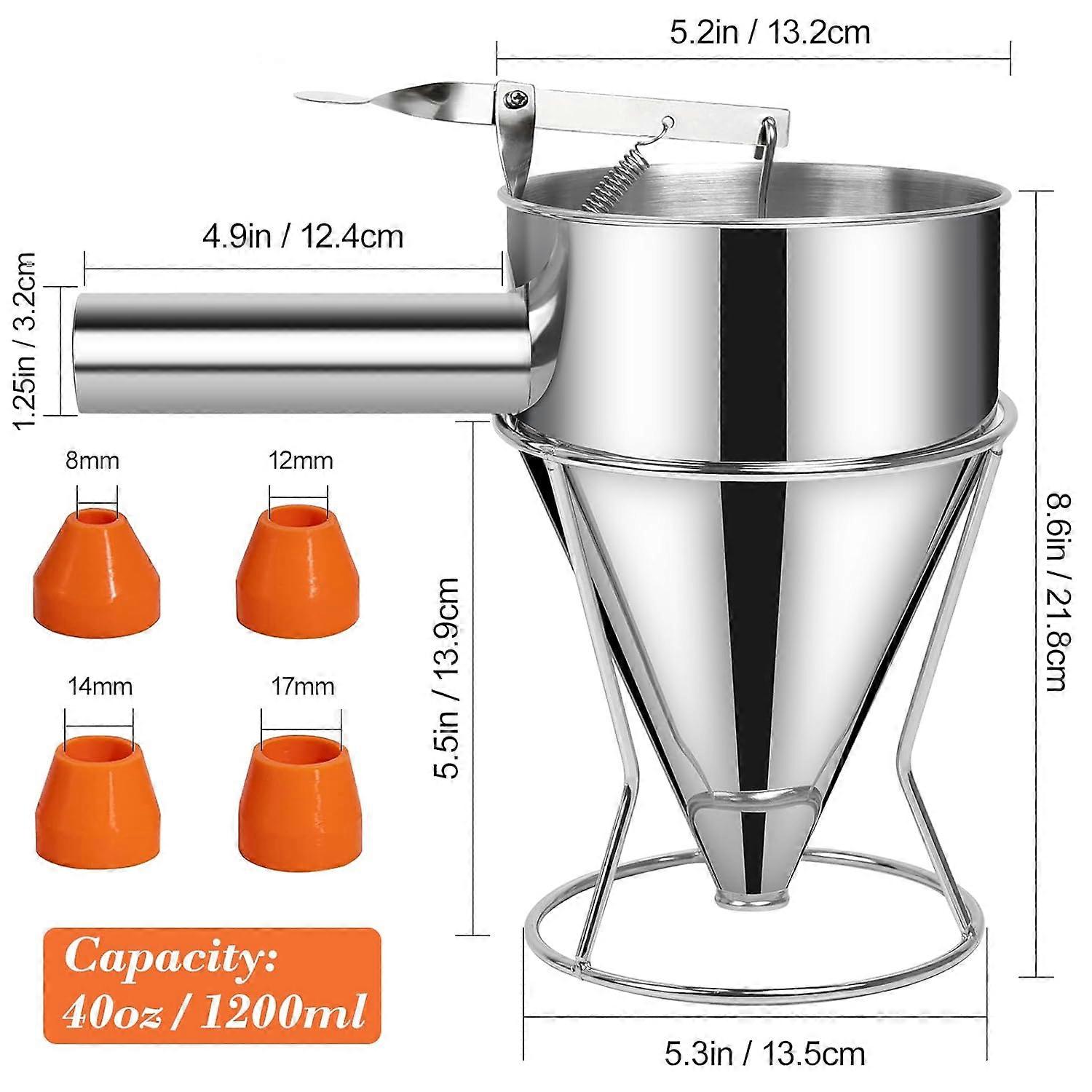 Stainless Steel Piston Funnel, 1.2 Liter Multi-Caliber Kitchen Funnel ...