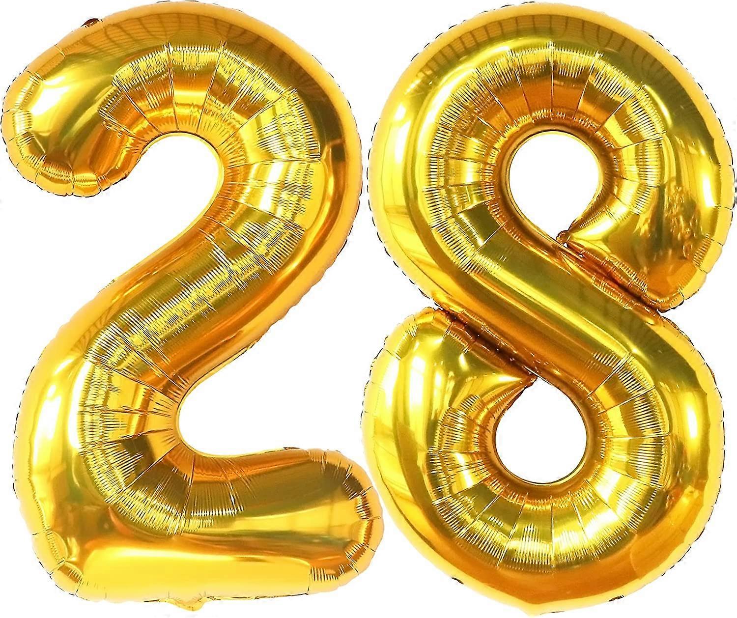 Giant, 40 Inch Gold 28 Balloon Number - Gold 28 Birthday Balloon, 28th ...