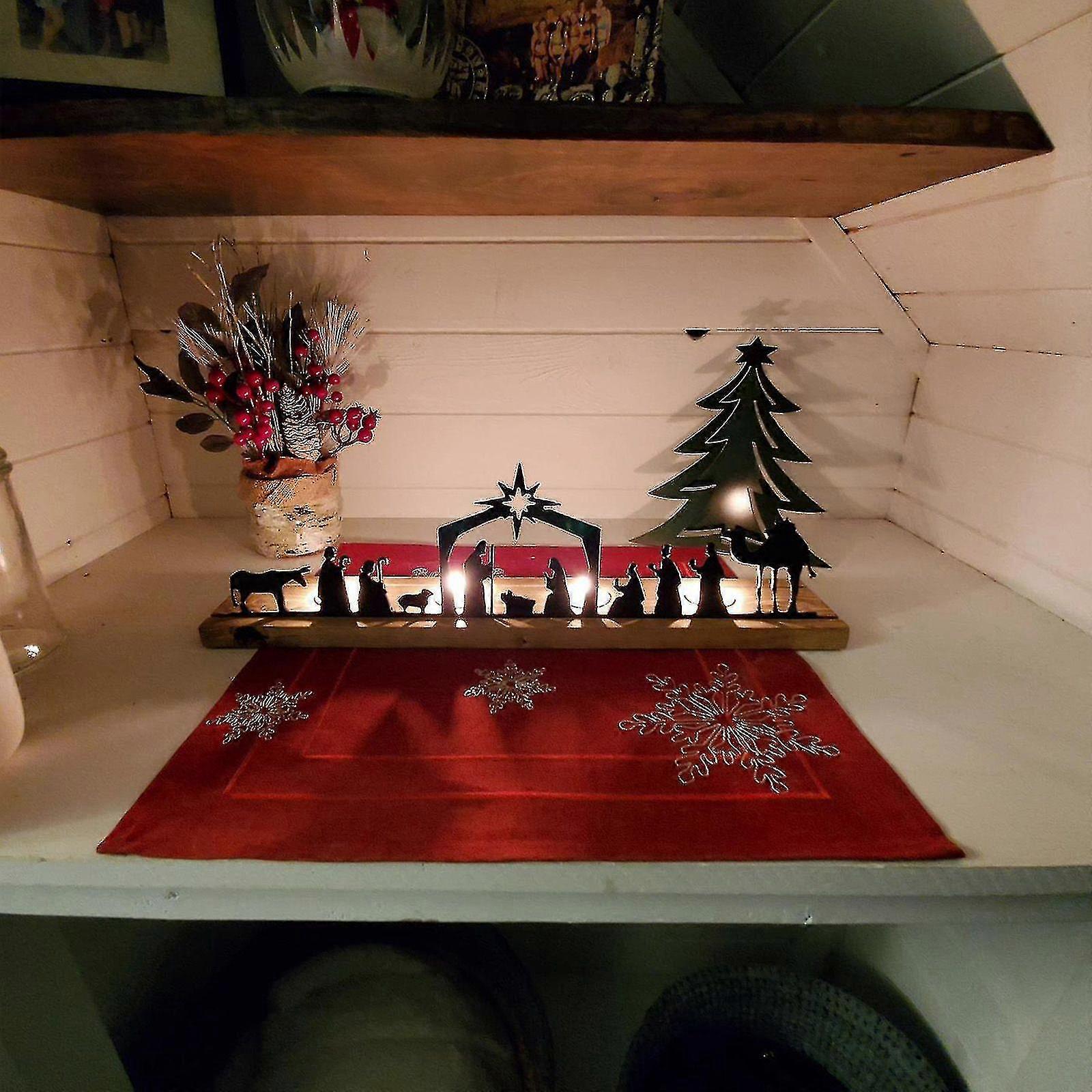 Nativity Scene Nativity Sets For Christmas Indoor Black Metal Nativity ...