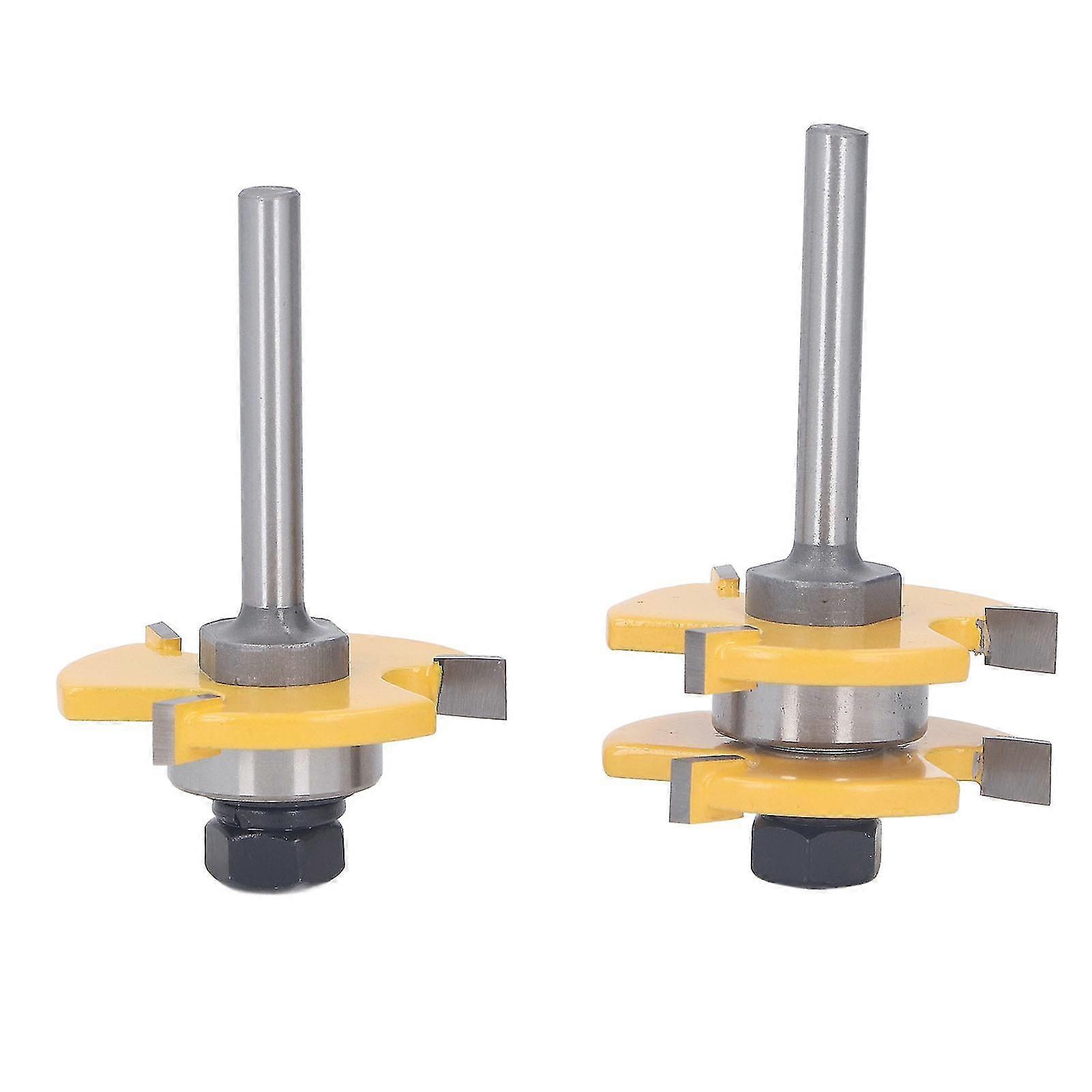 Tongue and Groove Cutter Set - 2Pcs 3 Teeth T Shape Router Bit, 1/4 ...