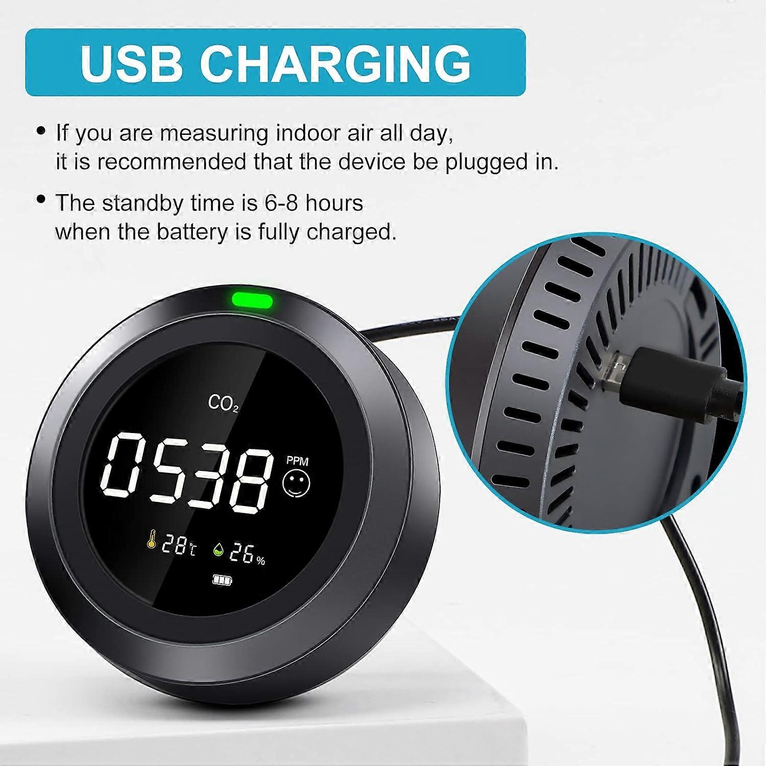 CO2 Detector, 3 in 1 Indoor Air Quality Monitor Detecting Carbon Dioxide Temperature and ...