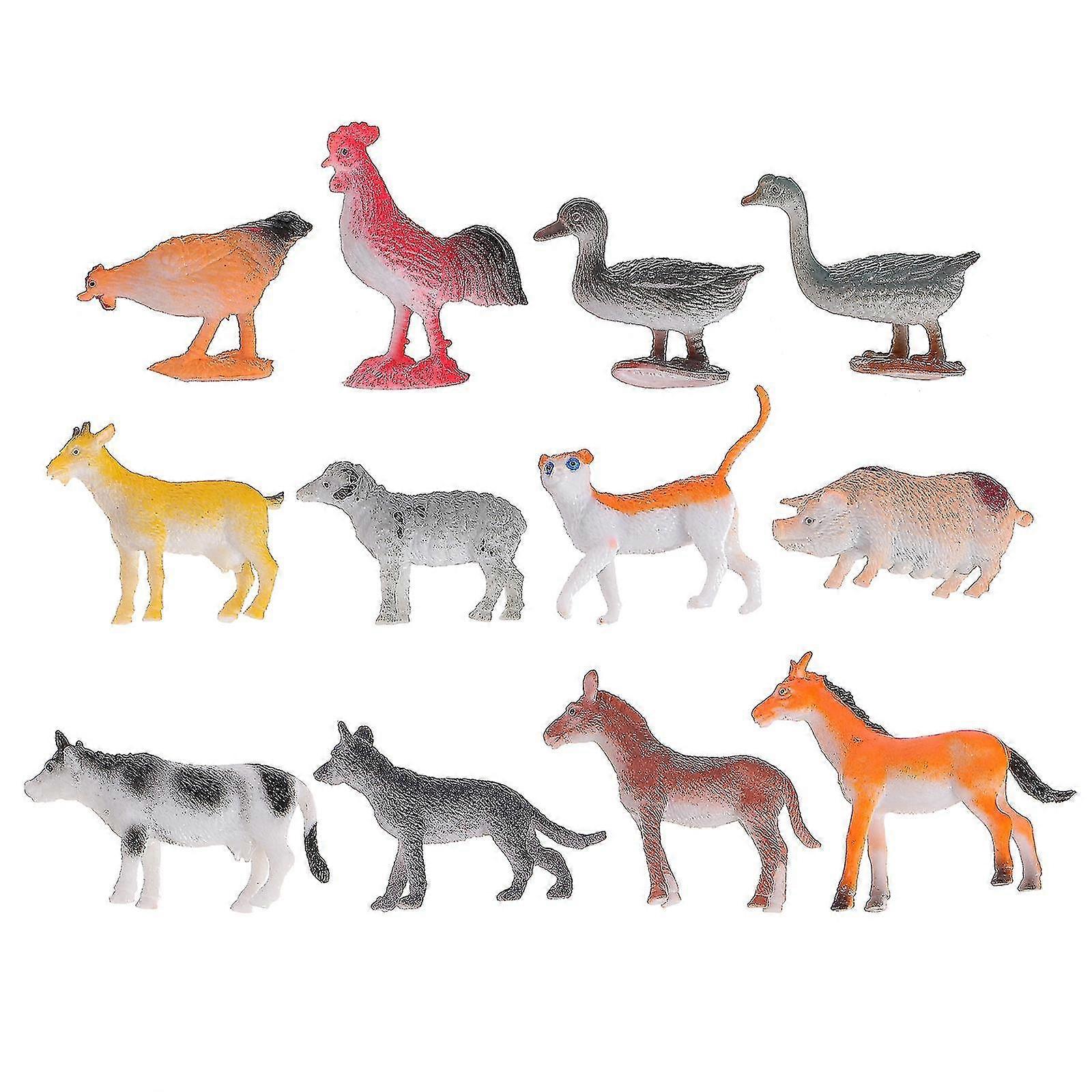 12pcs Imitated Farm Animal Figurines Fake Animal Models Micro Landscape ...
