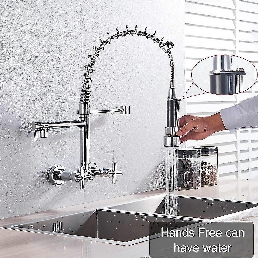Chrome/black Kitchen Faucet Dual Handles Hot Cold Water Kitchen Mixer ...