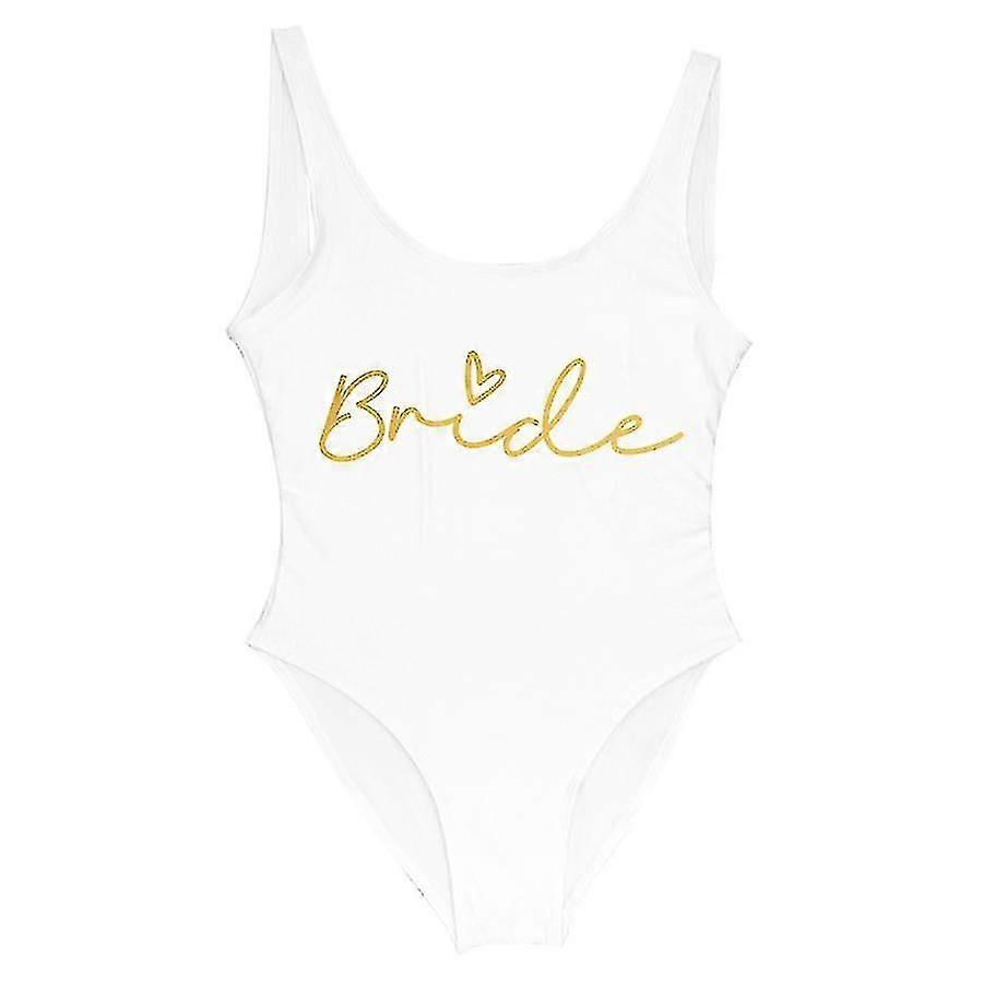 S-3xl Gold Print Team Bride One-piece Swimsuit Squad Women Swimwear Bachelorette Party Swimsuit ...