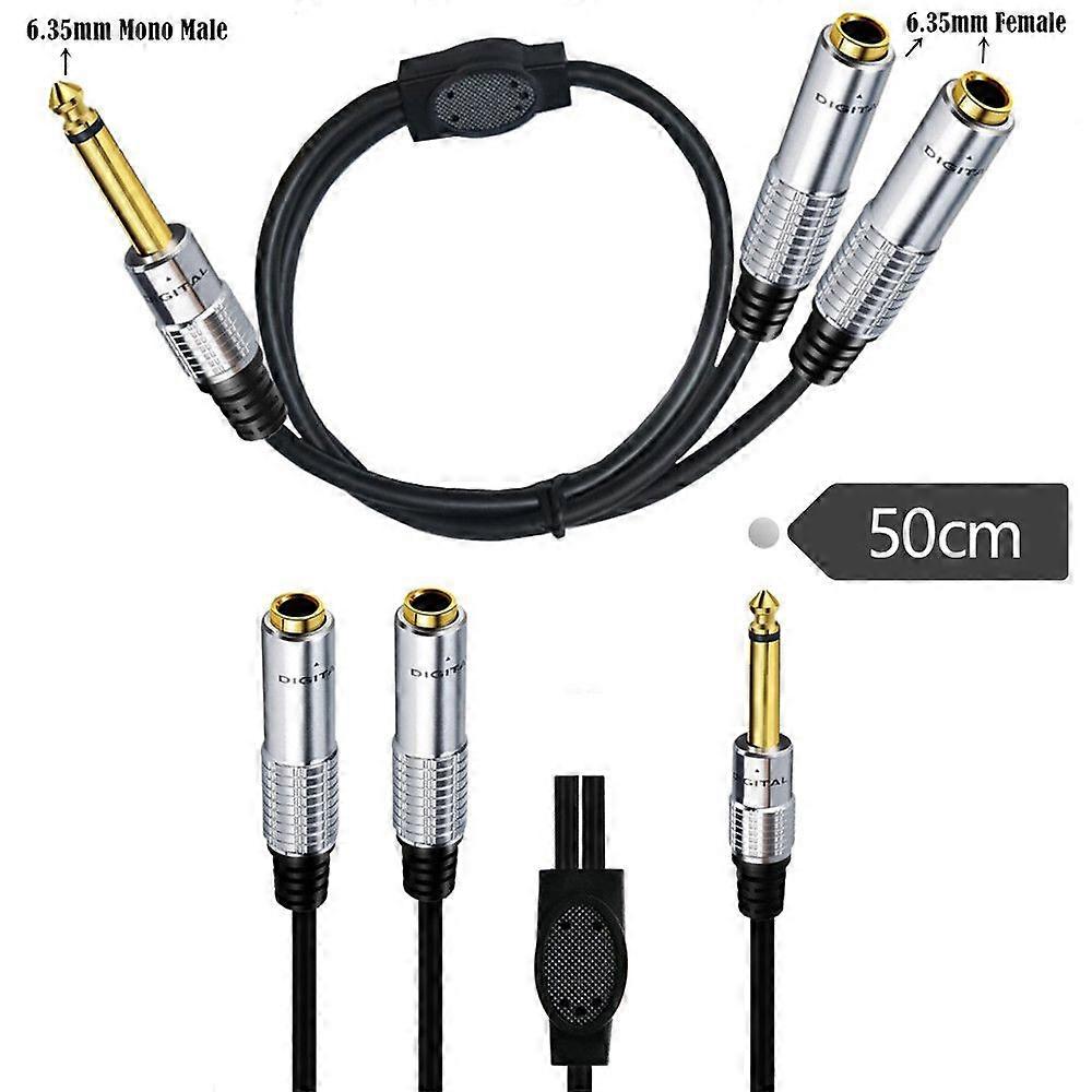 1 to 2 6.35mm mono male to 2 6.35mm female audio speaker Y-type ...