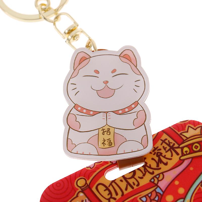 New Fortune Cat Card Holders With Keychain Id Bus Card Protection Cover ...