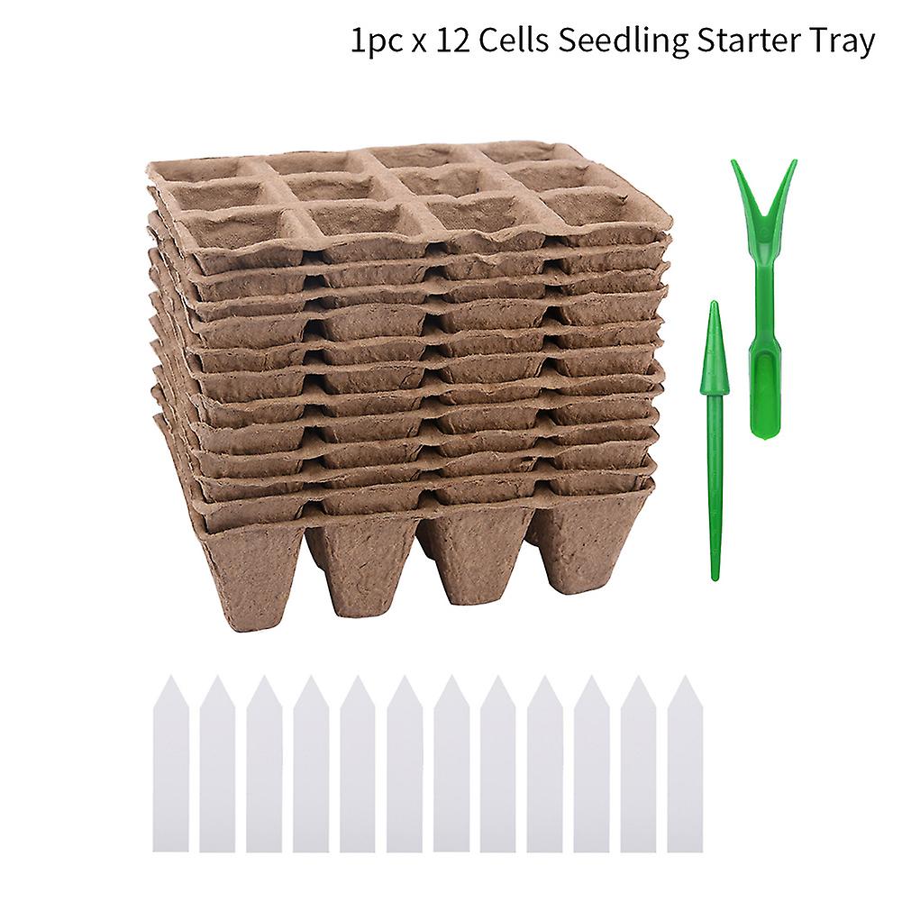 Cups 12 24 Cells With Plant Labels Biodegradable Seedling Starter Tray ...