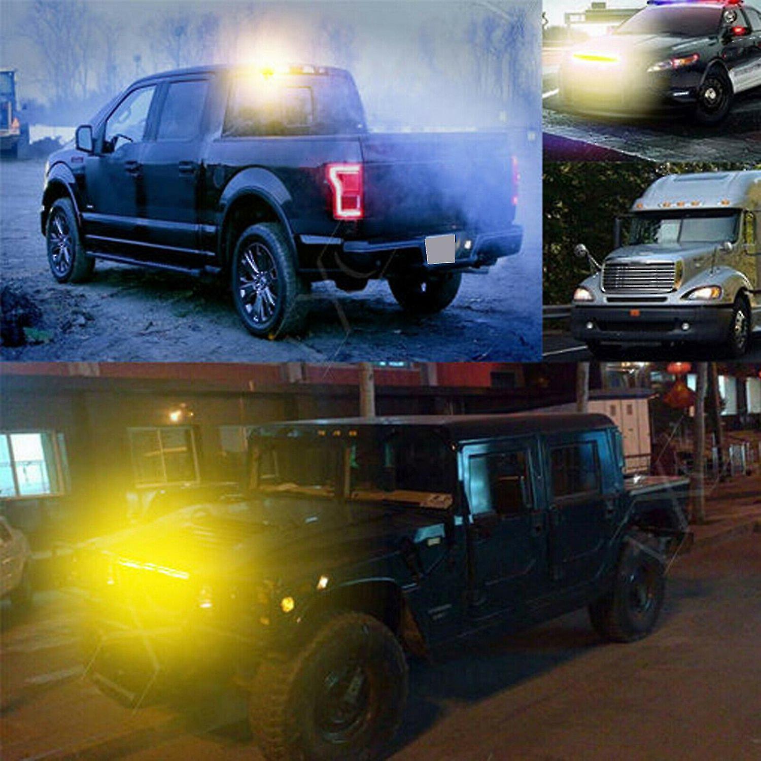 4pcs 4 Led Amber Recovery Strobe Lights 12v 24v Orange Grill Breakdown ...