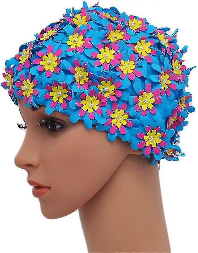 Swim Cap Floral Petal Retro Style Bathing Caps For WomenSwim Cap Floral ...