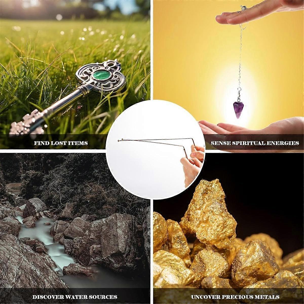 Copper Dowsing Rods Spiritual and Divining Pendulum Board Mat Kit for ...