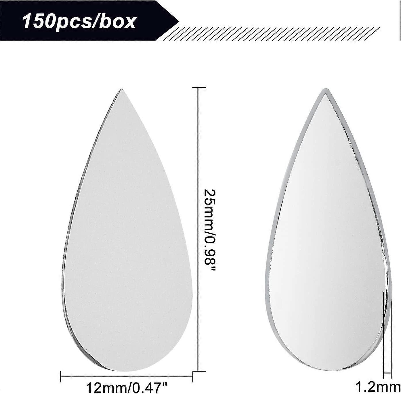 150pcs Drop Shape Mirror Mosaic Tiles Small Tear Drop Mirror Mini Craft ...