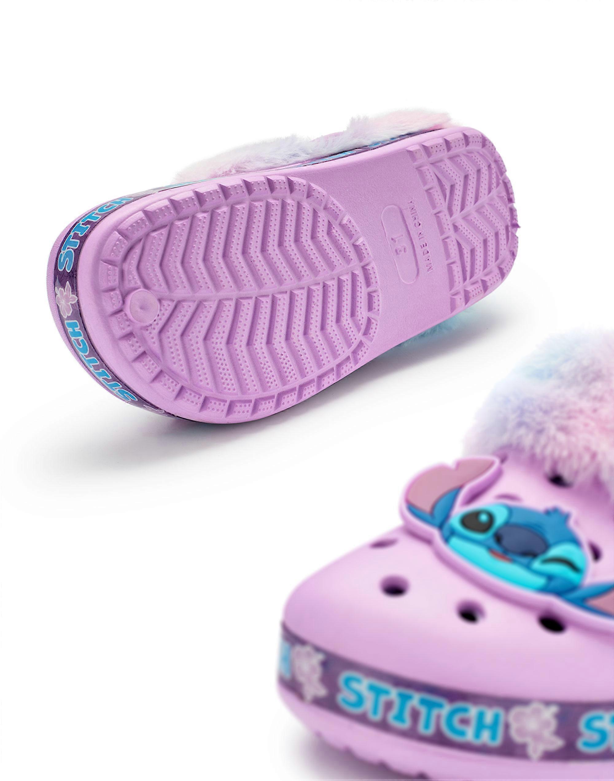 Disney Girls Clogs Purple Stitch Fur Lined | Fruugo US