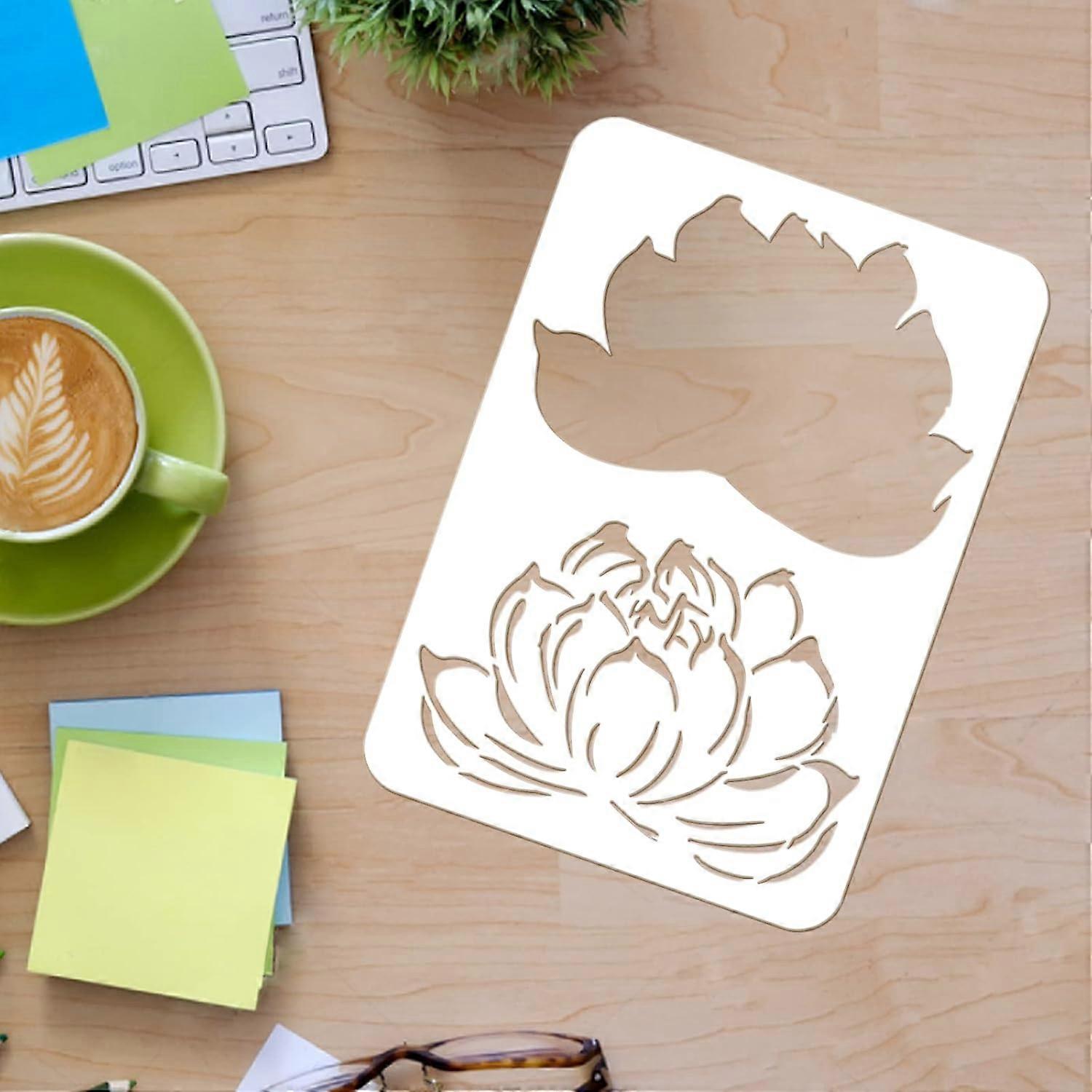 Layered Lotus Stencil 11.7x8.3 inch Plastic Lotus Flower Drawing ...