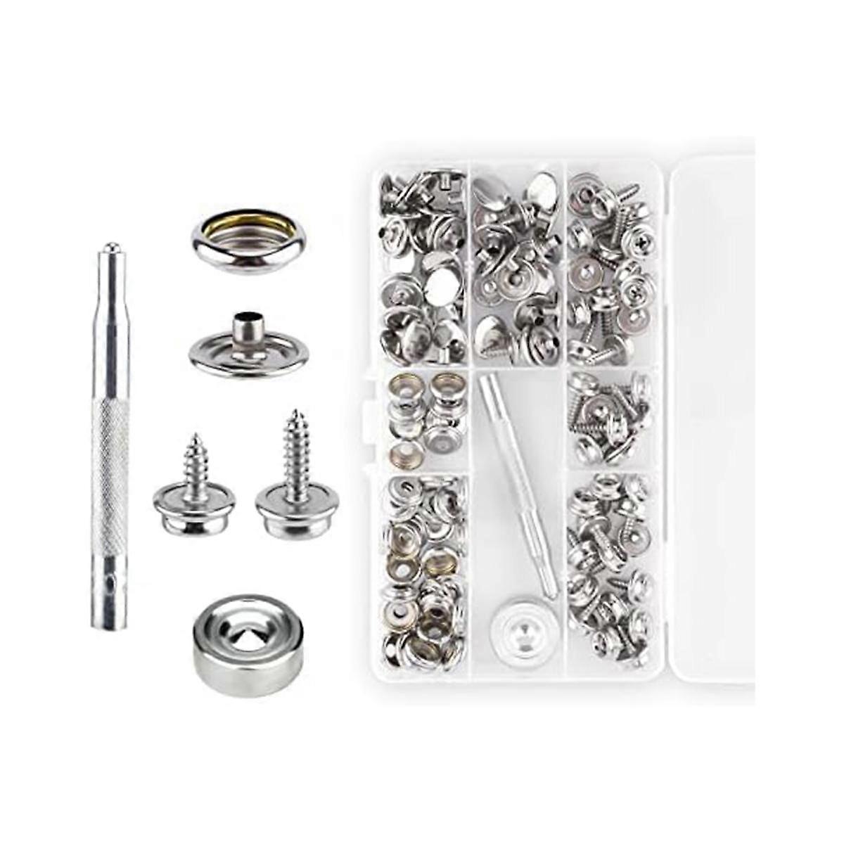 120Pcs Snap Fasteners Kit, Marine Canvas Snaps with 2Pcs Setting Tool ...