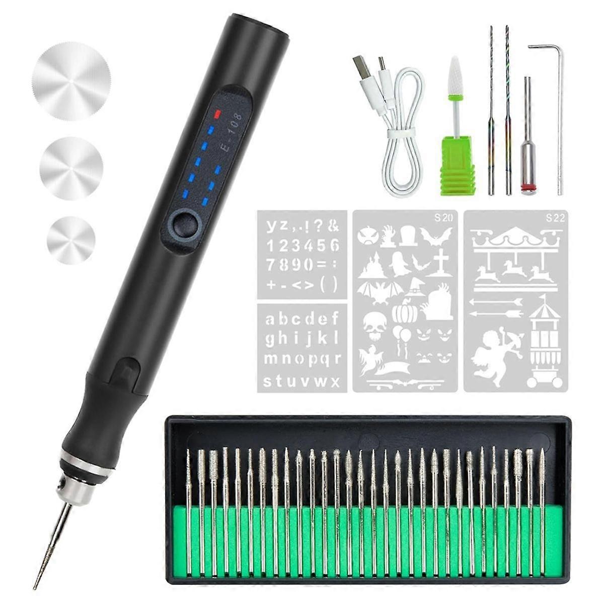 USB Rechargeable Engraving Pen with 36 Bits, Mini Electric Engraver ...