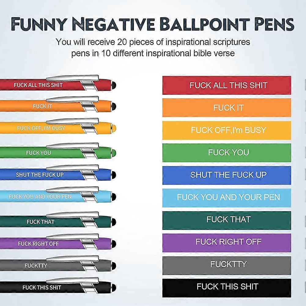20Pcs Office Pens Funny Ballpoint Pens Motivational Pens Rude Quotes ...