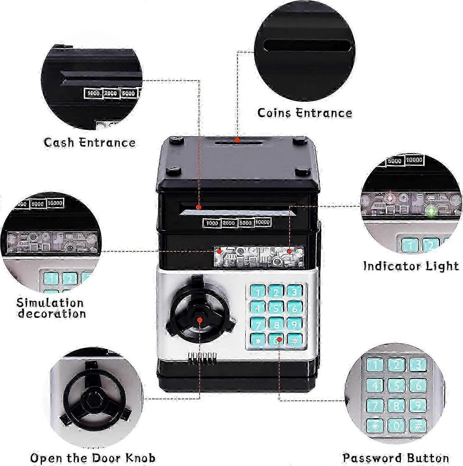 Money Box for Kids Age 3-12, Electronic Money Bank Safe Piggy Bank for ...