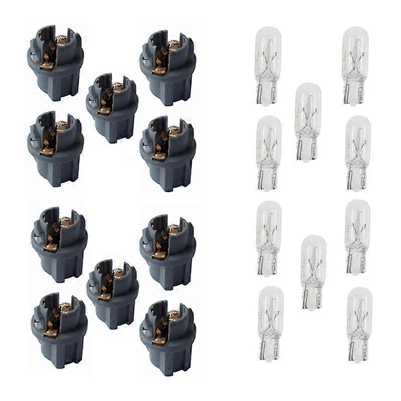 10Pcs White/Blue LED Bulbs And Bases Socket For T6.5-V2 Diameter Car ...