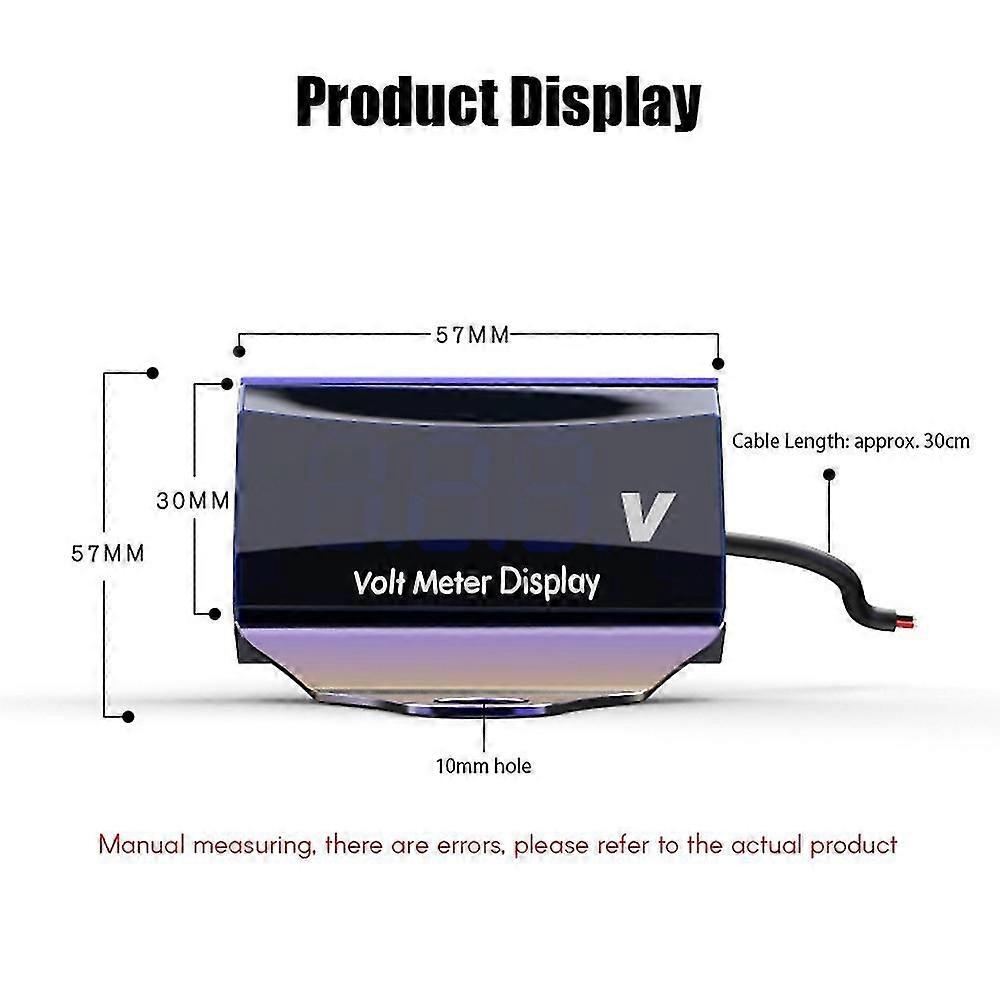 Motorcycle DC 10-150V Digital Voltmeter LED Display Waterproof Voltage ...